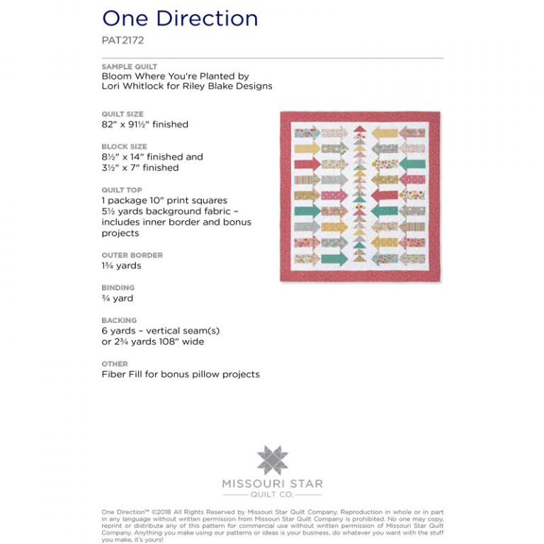 One Direction Quilt Pattern by Missouri Star - Missouri Star Quilt Co ...